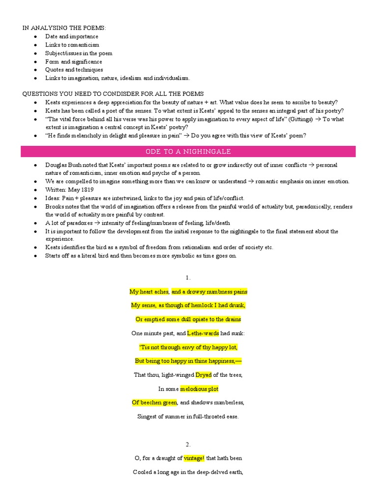 Keats Poetry Analysis | PDF | John Keats