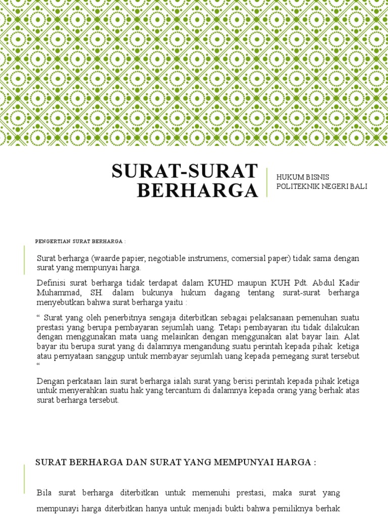 Surat Surat Berharga | PDF