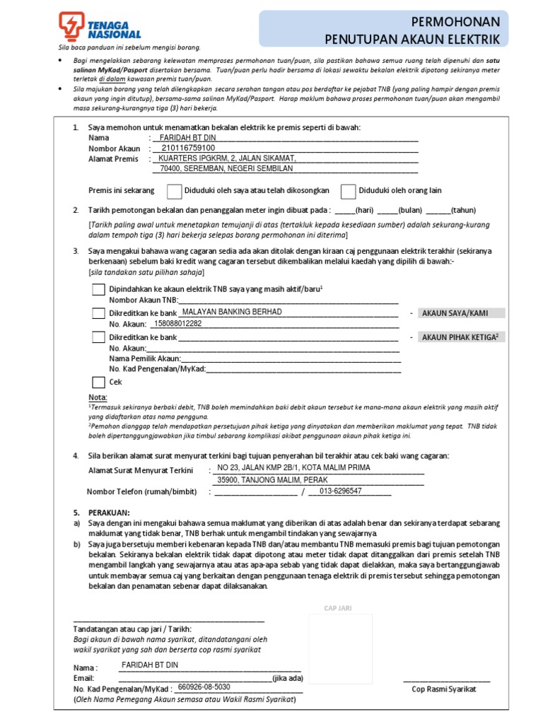 Borang Penutupan Akaun 2021 Rev1 | PDF