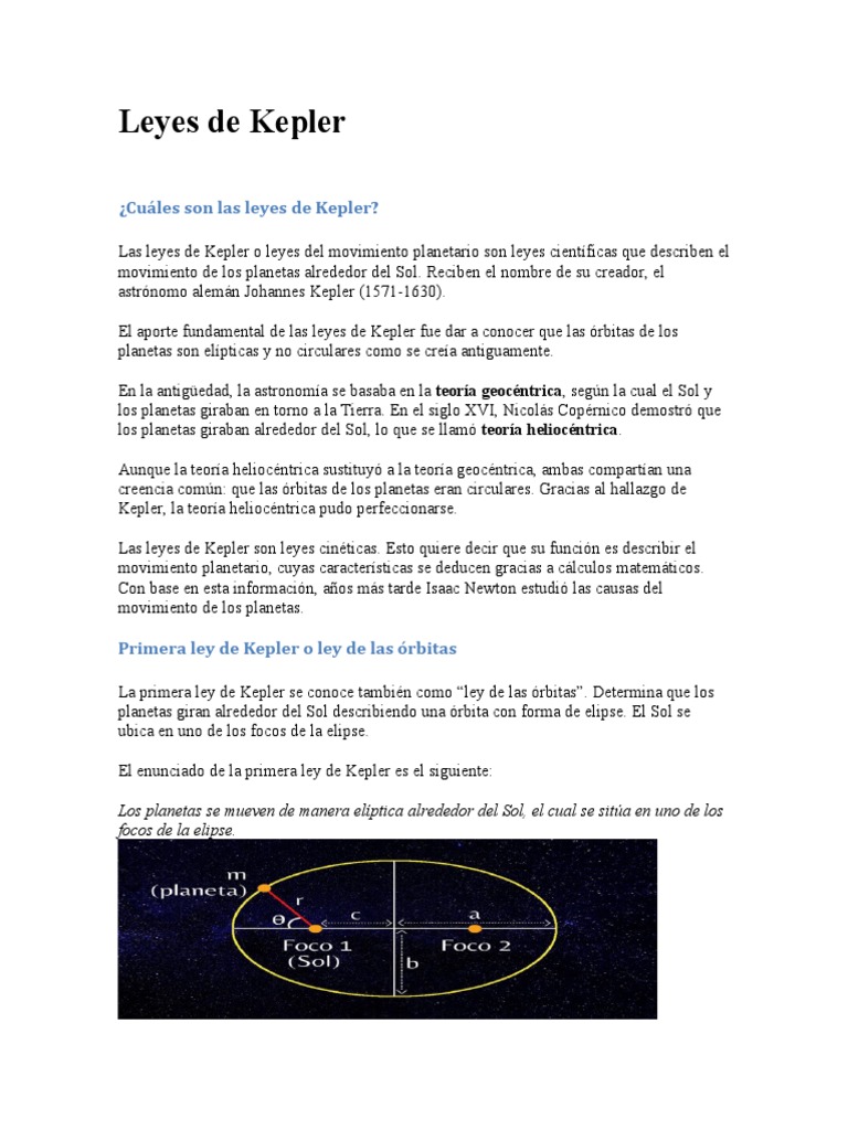 Leyes de Kepler | PDF | Orbita | Elipse
