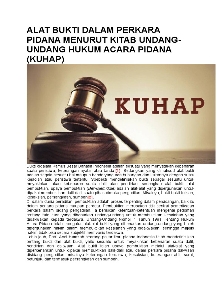Alat Bukti Dalam Perkara Pidana Menurut (Kuhap) | PDF | Ilmu Sosial