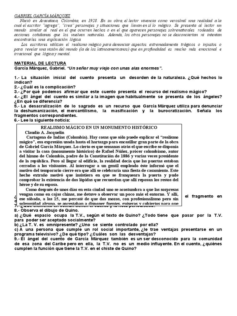 15-T.p.e. Un Señor Muy Viejo Con Unas Alas Enormes | PDF | Gabriel ...