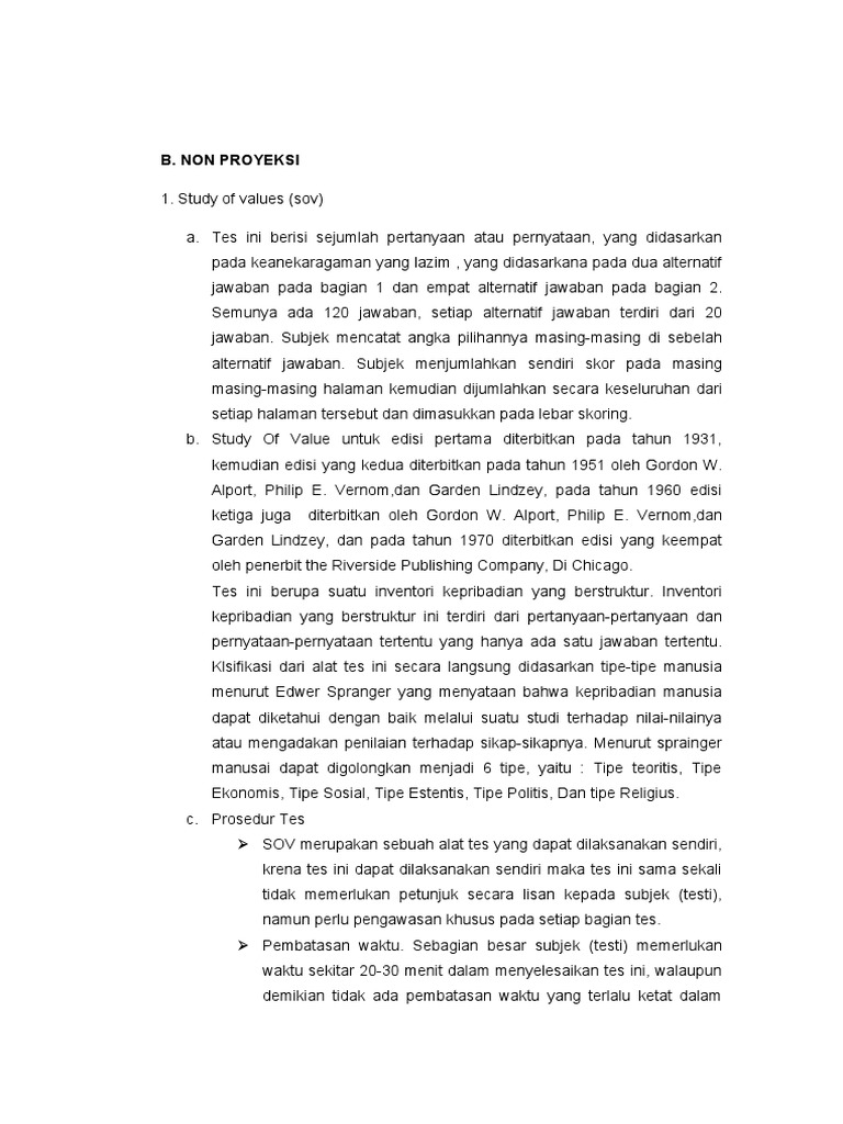 Non Proyeksi | PDF | Karier & Perkembangan