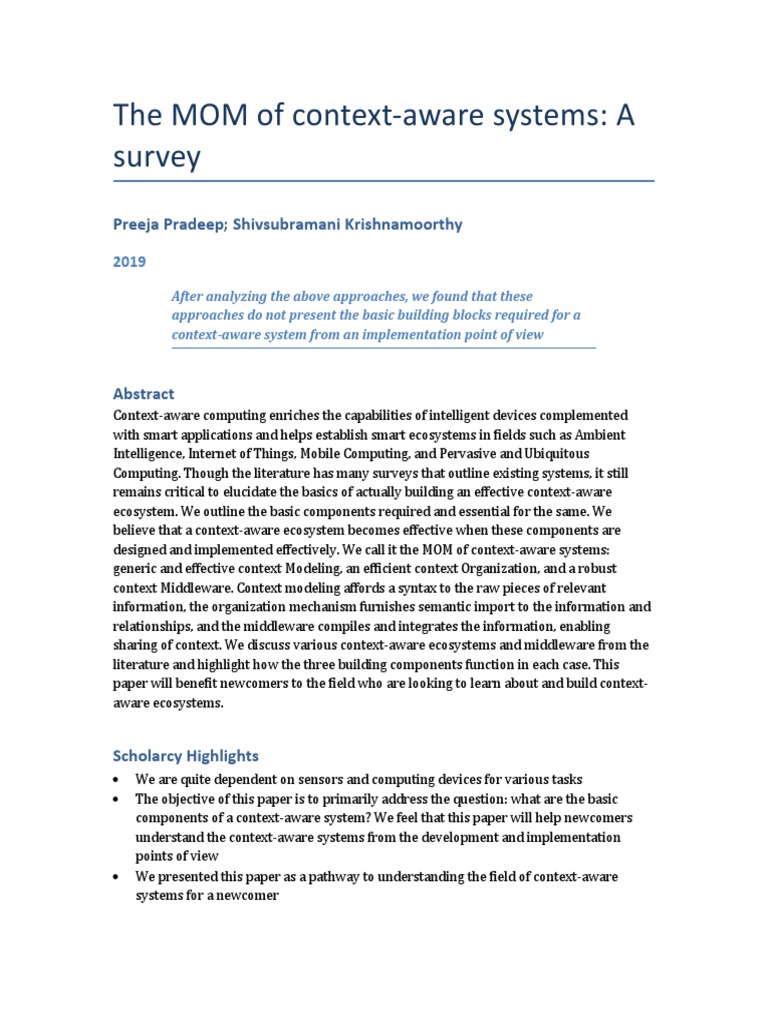 Context-Aware Systems: MOM Framework Survey | PDF | Semantic Web | Resource Description Framework