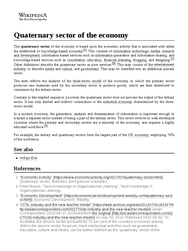Quaternary Sector of The Economy | PDF | Economies | Economics