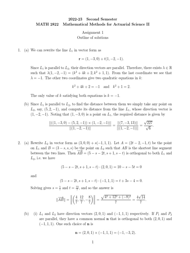 Assignment 1 Solutions | PDF | Sphere | Plane (Geometry)