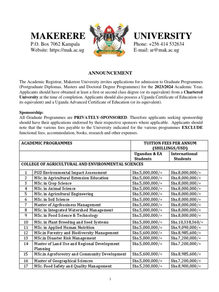 Advert-Applications-Graduate-Programmes-2023-2024-AY | PDF | Doctor Of ...