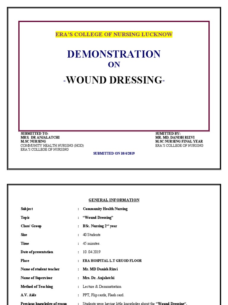 Demostration of Wound Dressing | PDF | Wound | Nursing