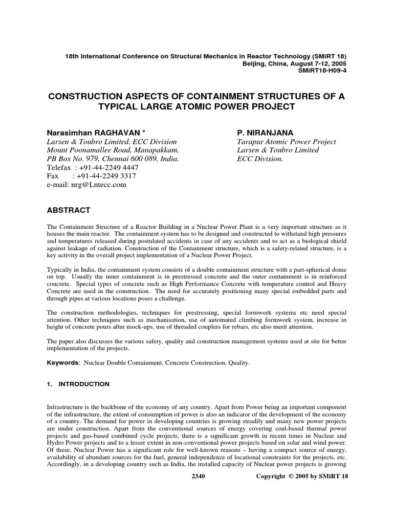 Construction of Nuclear Containment Structures | PDF | Concrete ...
