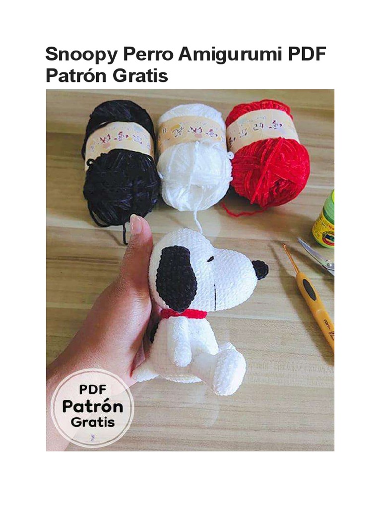 Patrón Gratis Amigurumi Snoopy | PDF | Amigurumi | Tejer