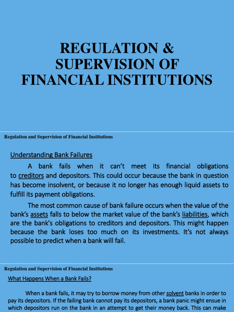 Regulation and Supervision of Financial Institutions | Download Free ...