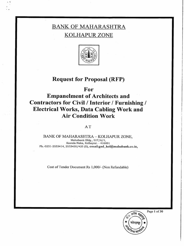 RFP Tender Documents BOM KOlhapur | PDF