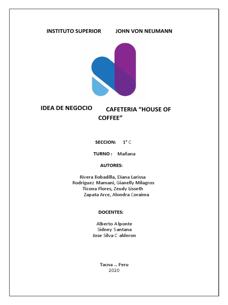 Trabajo Final - Idea de Negocio Cafeteria House of Coffee - Adni 1C | PDF | Presupuesto ...