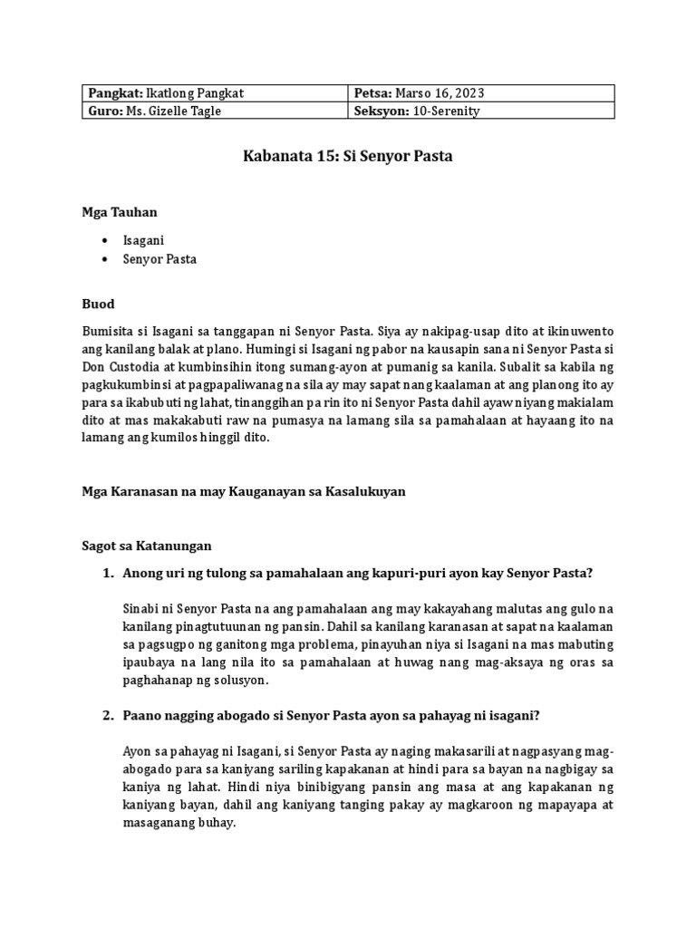 Kabanata15 BUOD | PDF