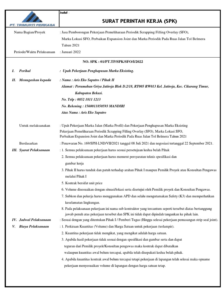 No. 001 SPK Penghapusan Marka | PDF