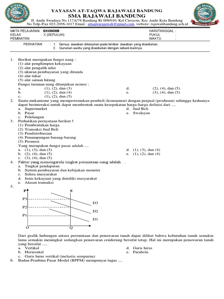 Soal PAT Ekonomi Kelas 10 | PDF