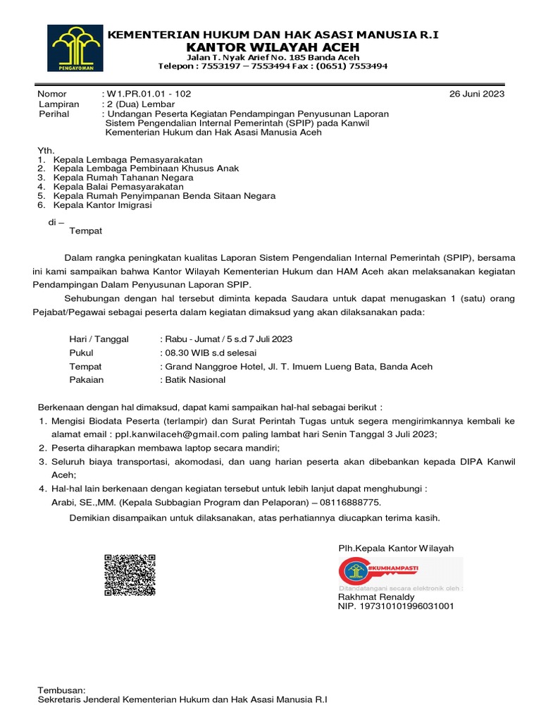 Surat Pendampingan SPIP | PDF