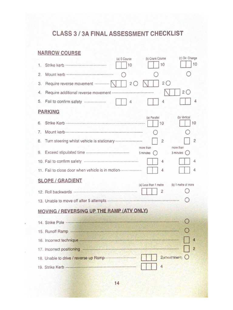 Class 3 3a Final Assessment Checklist | PDF