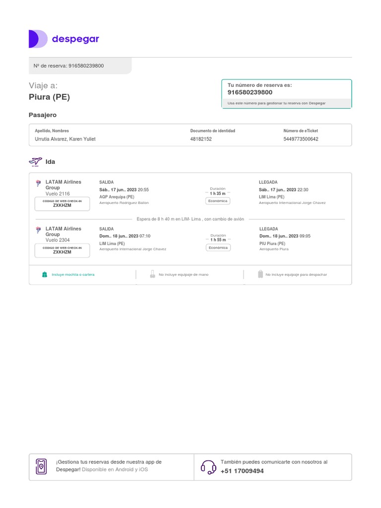 Viaje A:: Piura (PE) | PDF | aerolíneas | Transporte