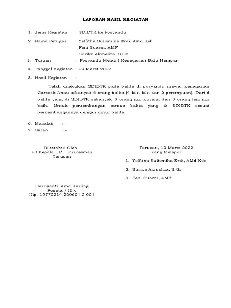 Laporan Hasil Sdidtk | PDF
