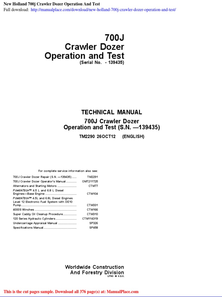 New Holland 700j Crawler Dozer Operation and Test | PDF | Welding ...