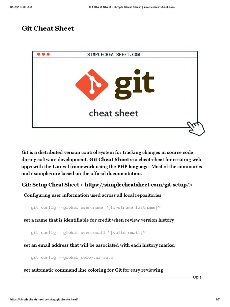 Git Cheat Sheet - Simple Cheat Sheet | PDF | Version Control | Computer File