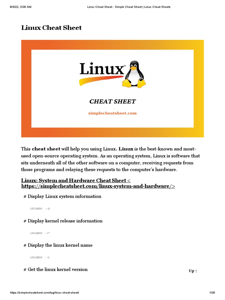 Linux Cheat Sheet - Simple Cheat Sheet - Linux Cheat Sheets | PDF | Computer File | File System