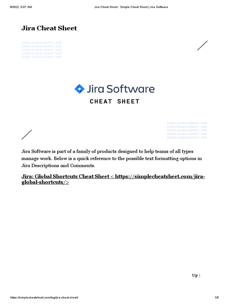 Jira Formatting and Shortcuts Guide | PDF | Data Management ...