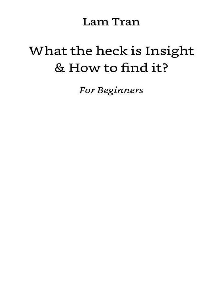 What The Heck Is Insight and How To Find It | PDF