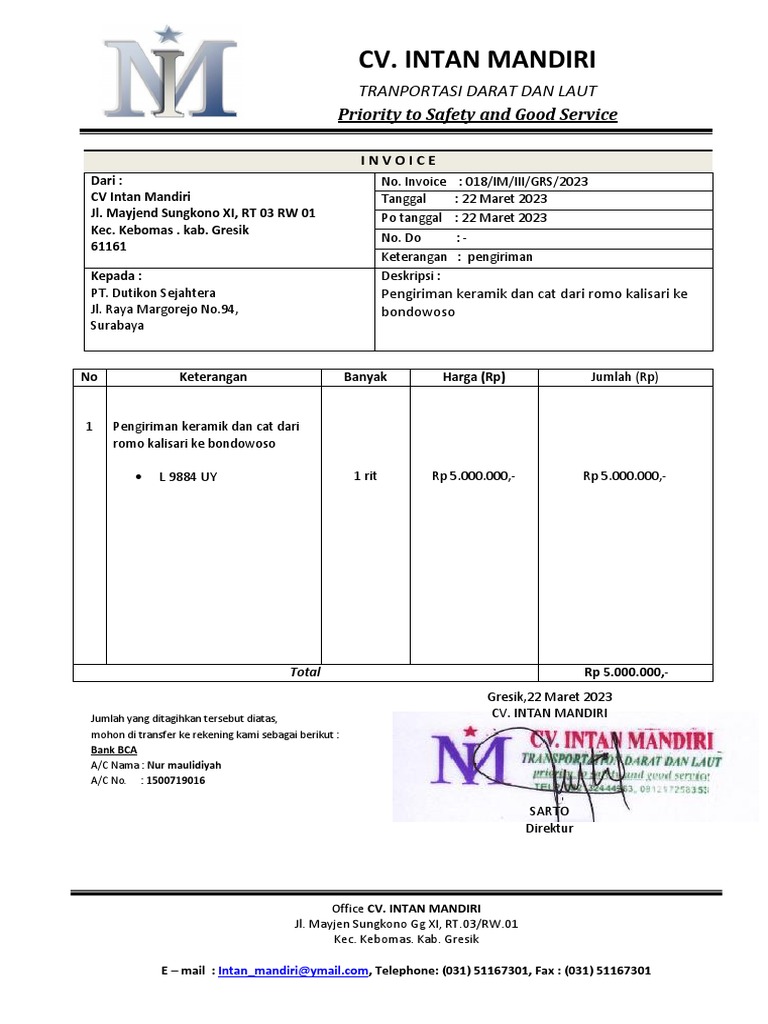 Invoice Dakota | PDF