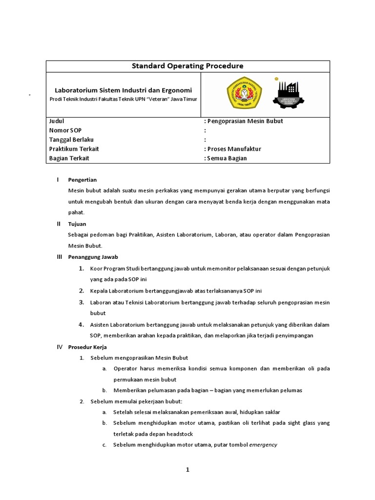 SOP - Mesin Bubut | PDF
