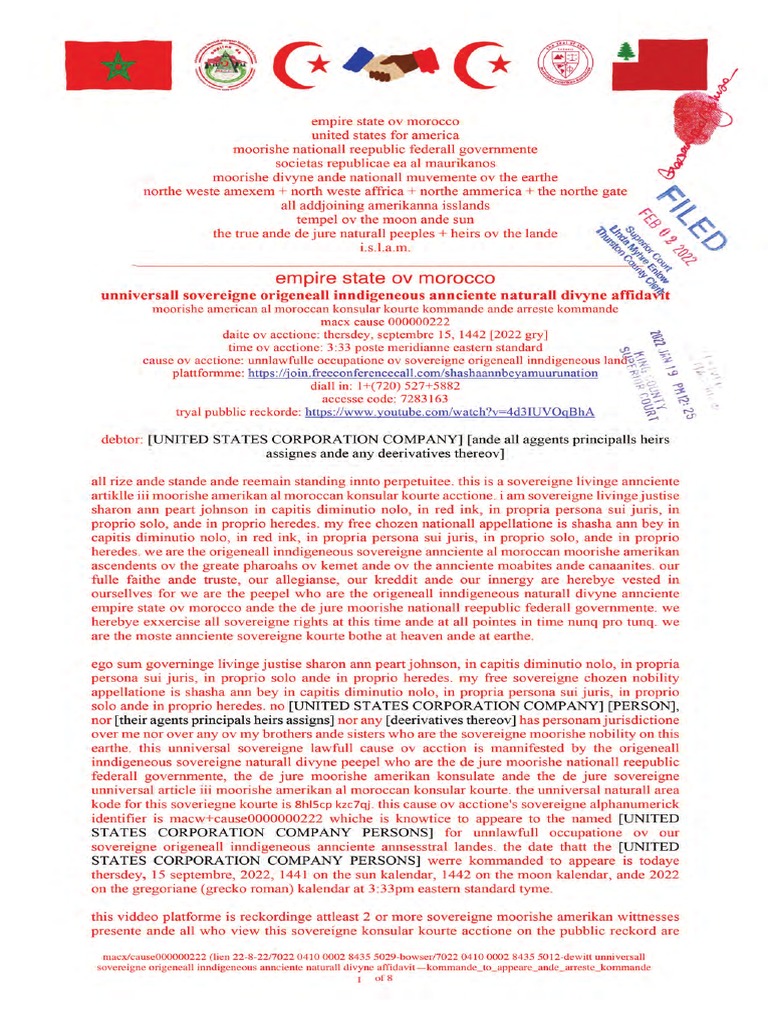 Moorish Sovereign Affidavit and Debtor List | PDF | Jamaica | Government