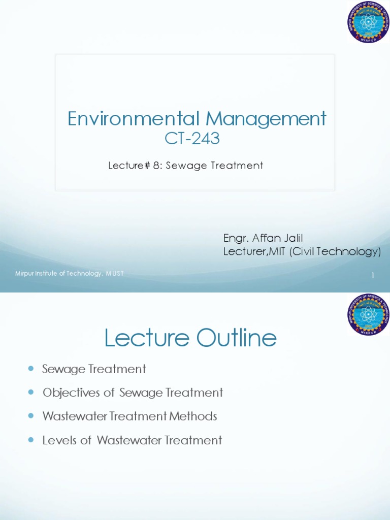 Lecture-8 Sewage Treatment | PDF | Sewage Treatment | Sewage