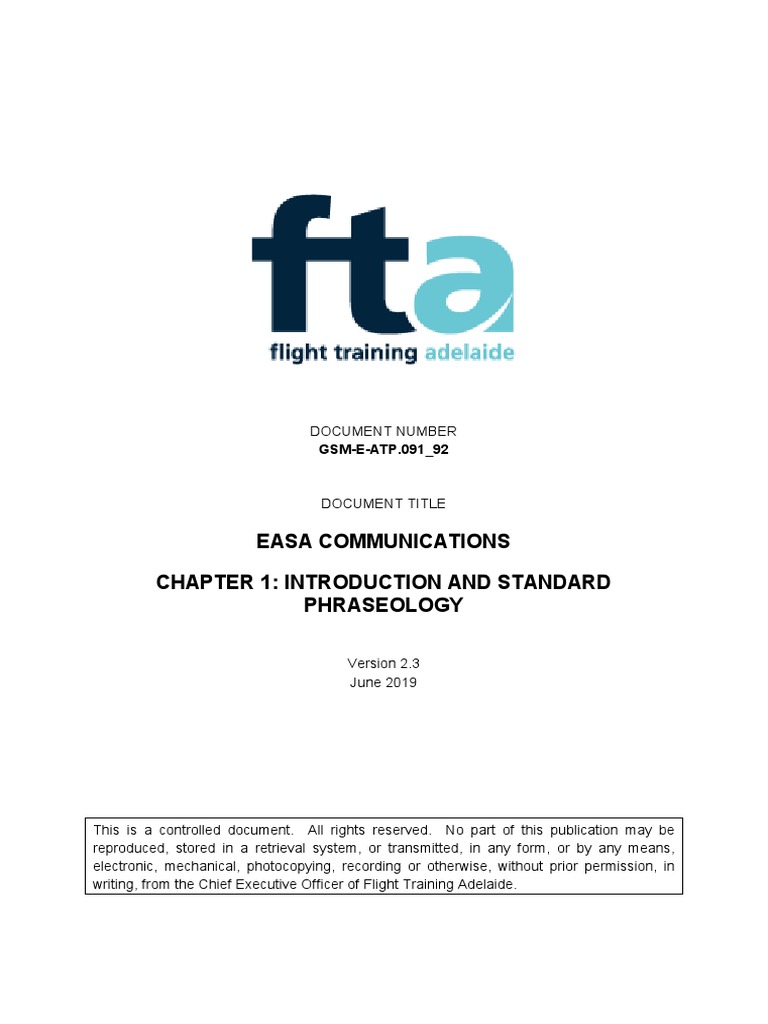 Chapter 1 (Introduction and Standard Phraseology) | PDF | Communication ...