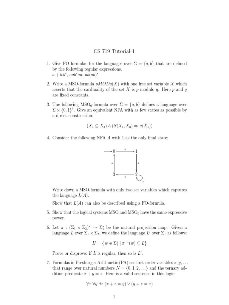 Tut 1 | PDF | Interpretation (Logic) | Applied Mathematics