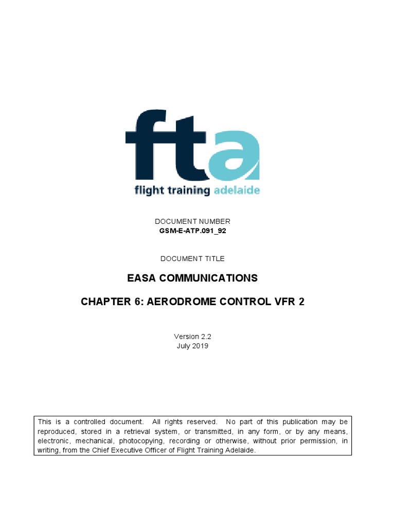 Chapter 6 (Aerodrome Control VFR 2) | PDF | Air Traffic Control ...