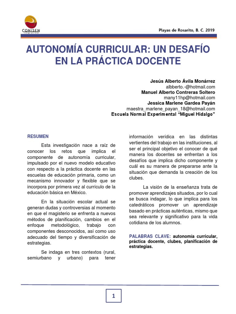 Desafíos de la Autonomía Curricular Docente | PDF | Enseñando | Plan de ...
