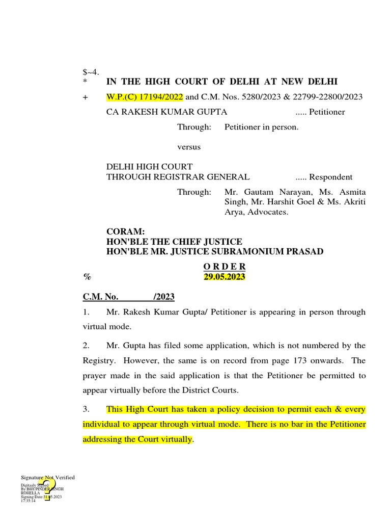 CA Rakesh Gupta Vs Delhi High Court | PDF | Justice | Crime & Violence