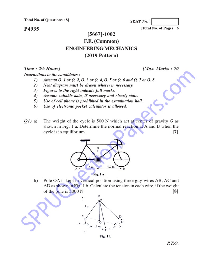 Be First Year Fe Engineering Semester 1 2019 November Engineering Mechanics Pattern 2019 | PDF ...