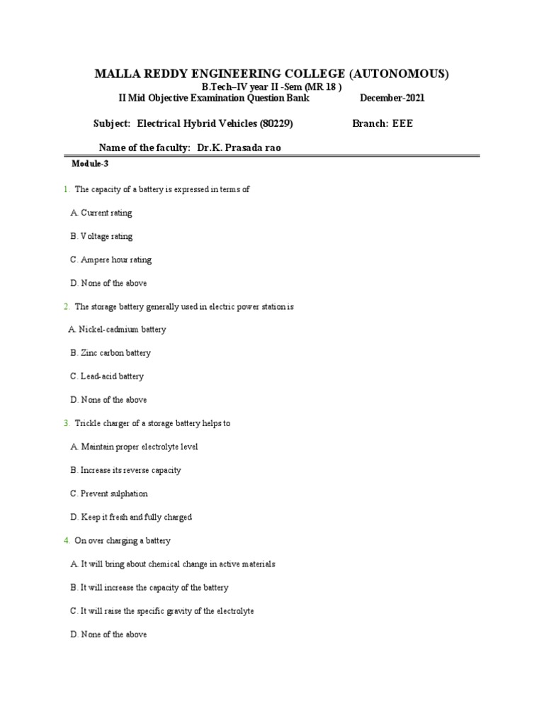 EHV MId-2 Objective - Final | PDF | Internal Combustion Engine ... EHV MId-2 Objective - Final | PDF | Internal Combustion Engine ...