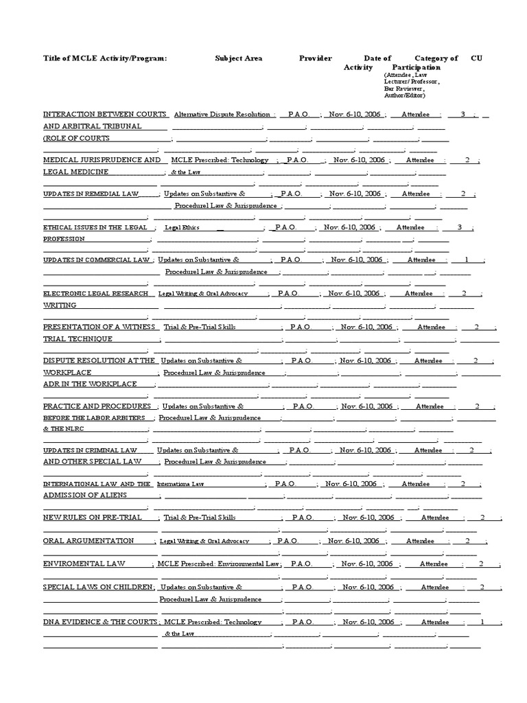 MCLE Compliance Form | Download Free PDF | Trials | Alternative Dispute ...