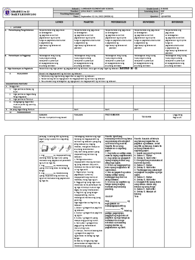 DLL - Esp 2 - Q1 - W4 | PDF
