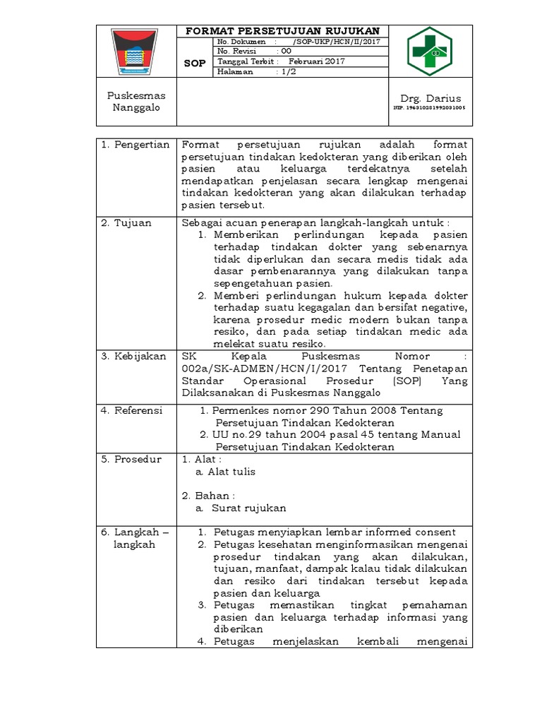 Format Persetujuan Rujukan | PDF