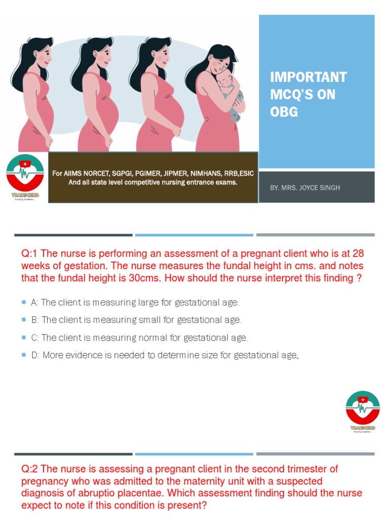 Important MCQ's On OBG | PDF | Pregnancy | Childbirth