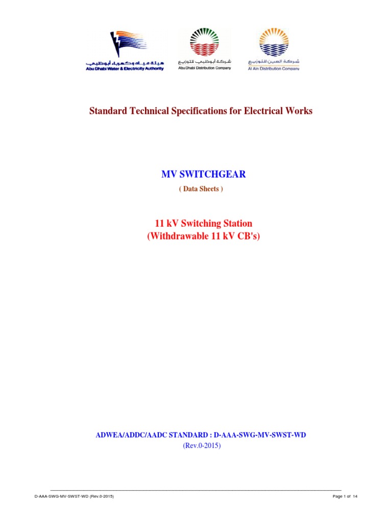 D-AAA-SWG-MV-SWST-WD (Rev.0-2015) | PDF | Specification (Technical Standard) | Electrical Wiring