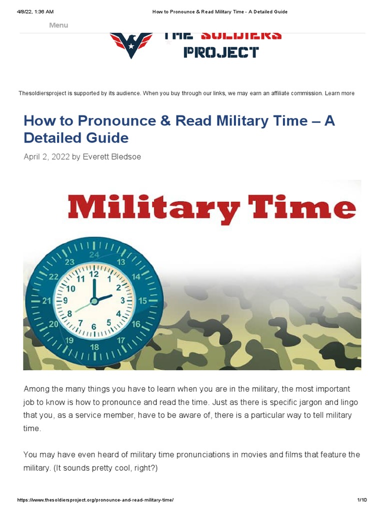 How to Pronounce & Read Military Time - A Detailed Guide | PDF