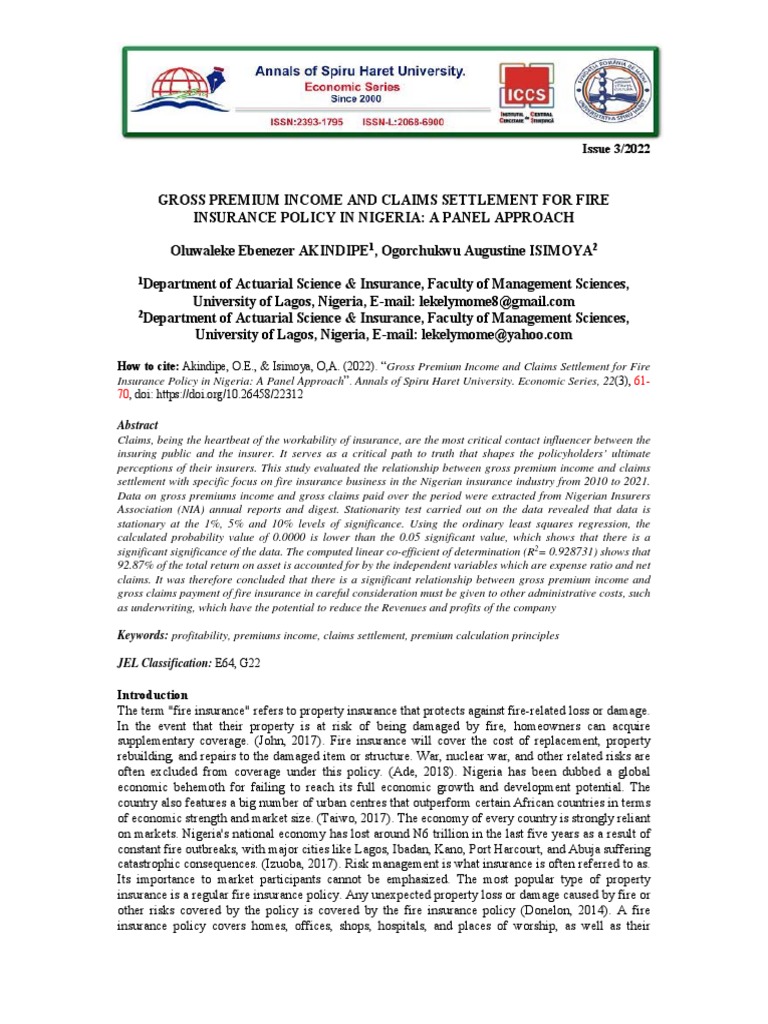 Gross Premium and Claims Settlement | PDF | Insurance | Regression Analysis
