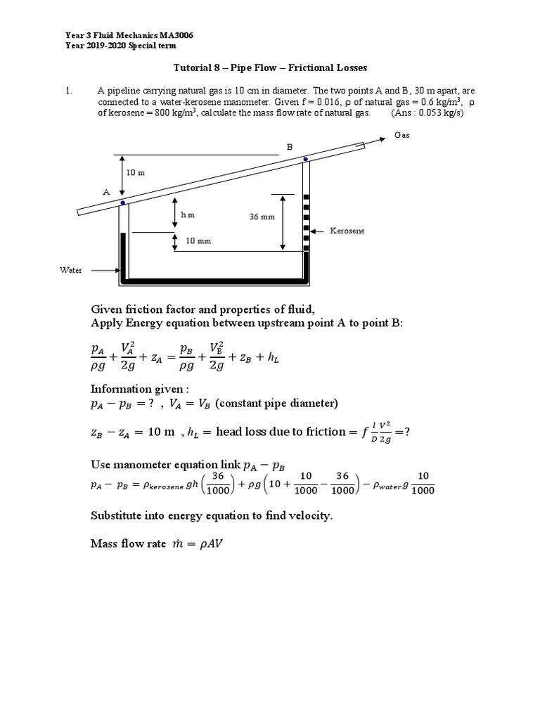 Tutorial 8 | PDF | Fluid Dynamics | Flow Measurement