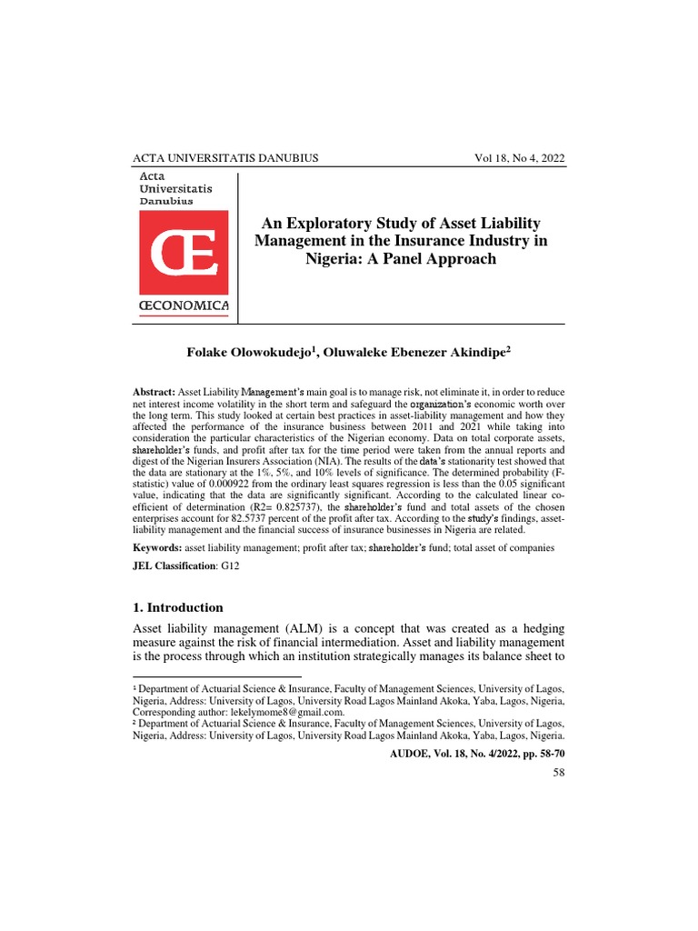 Asset Liability Management in Nigeria's Insurance | PDF | Banks ...