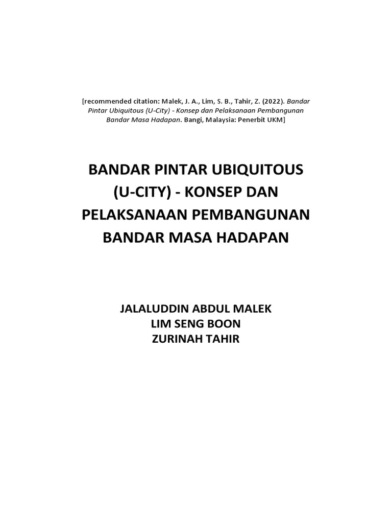 Bandar Pintar Ubiquitous U City Konsep D | PDF